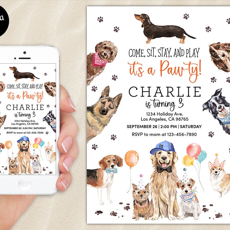 Dog Party Invitation - Etsy