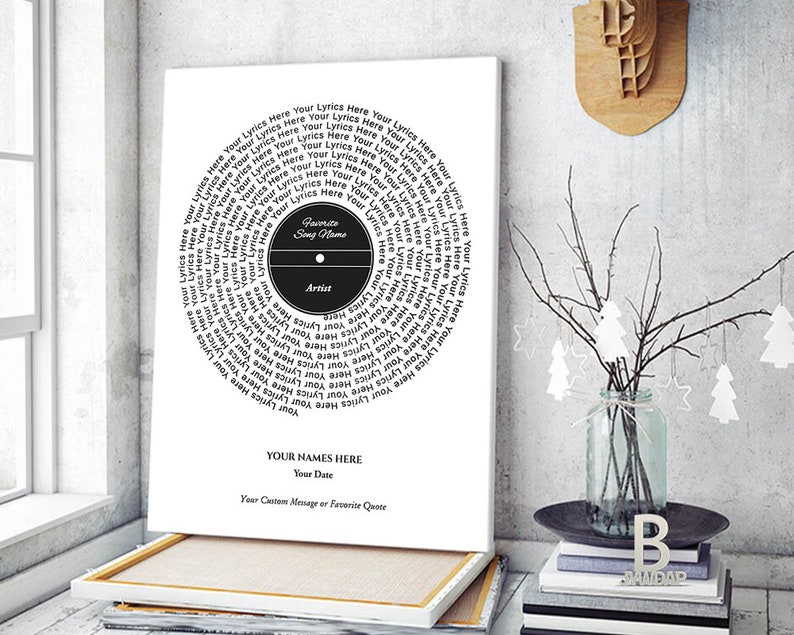 Custom Vinyl Lyrics Print Favourite Song Personalized Music Poster ...