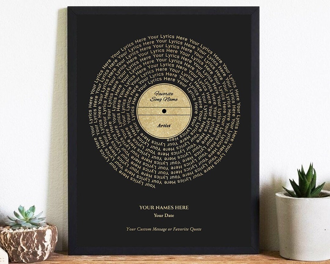 Custom Vinyl Lyrics Print Favourite Song Personalized Music Poster ...