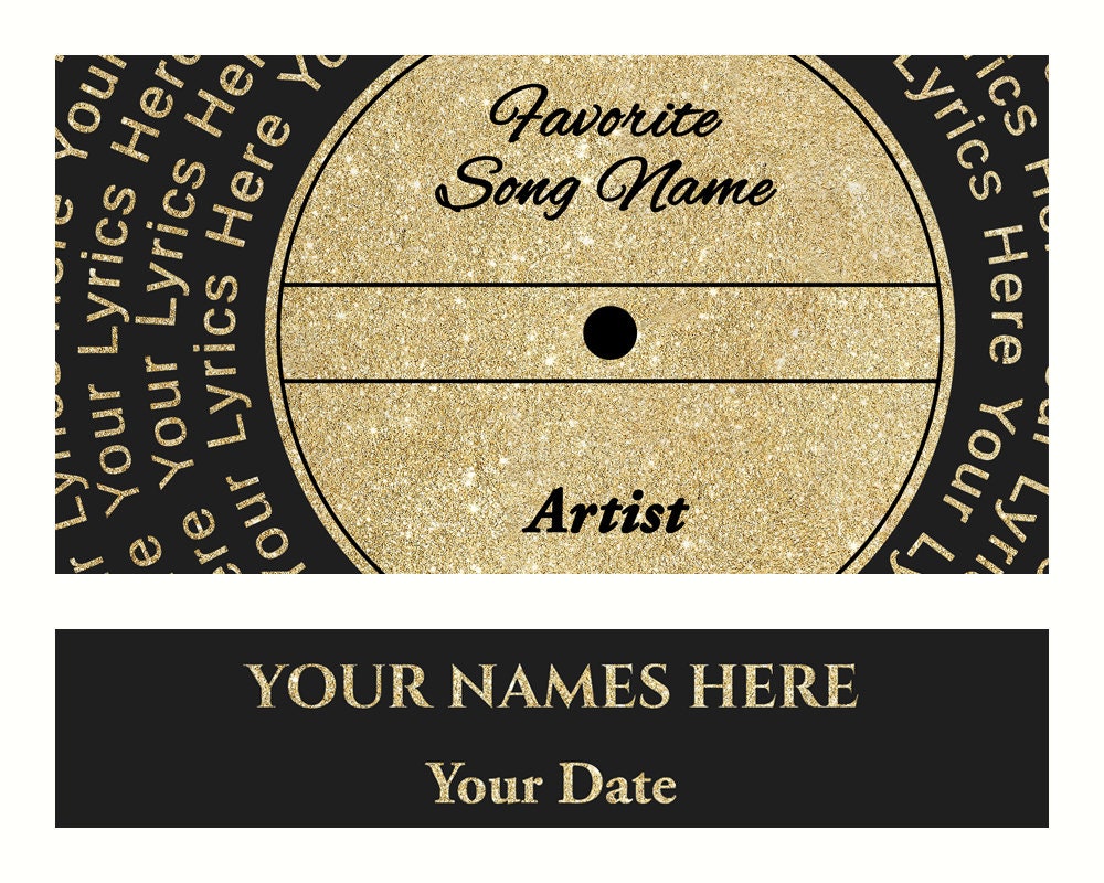Custom Vinyl Lyrics Print Favourite Song Personalized Music Poster ...