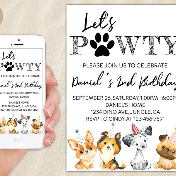Dog Theme Birthday Party Invitation - Etsy