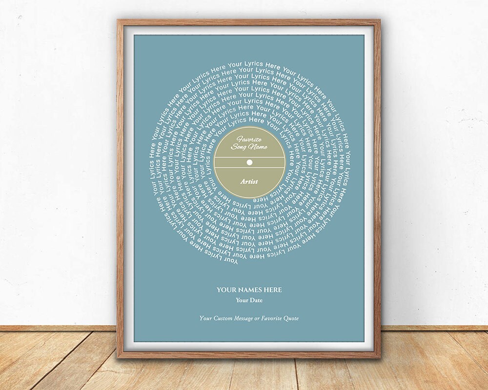 Custom Vinyl Lyrics Print Favourite Song Personalized Music Poster ...