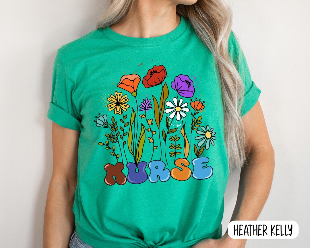 Wildflower Floral Nurse Shirt,new Nurse Gift,nurse Appreciation,nurse ...