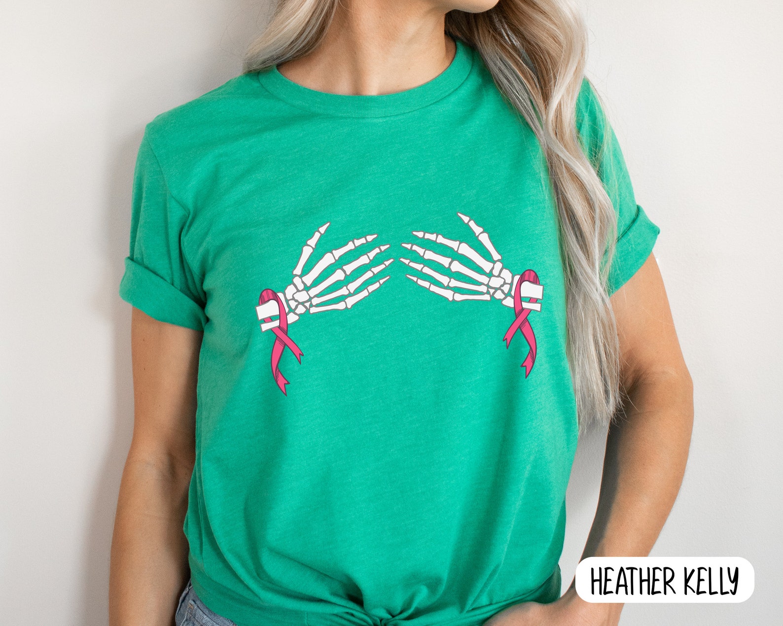 Skeleton Hands Pink Ribbon Shirt Breast Cancer Halloween - Etsy