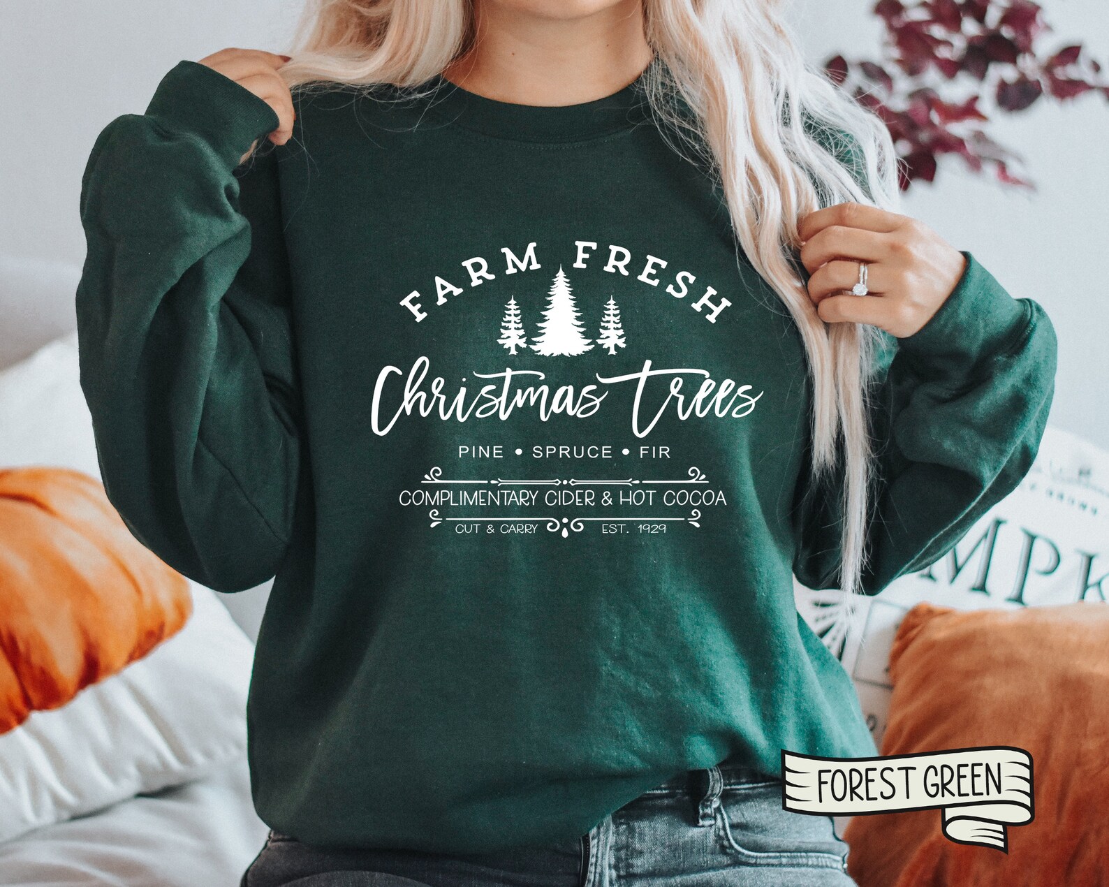Christmas Sweatshirt Farm Fresh Christmas Trees Shirt Gifts - Etsy