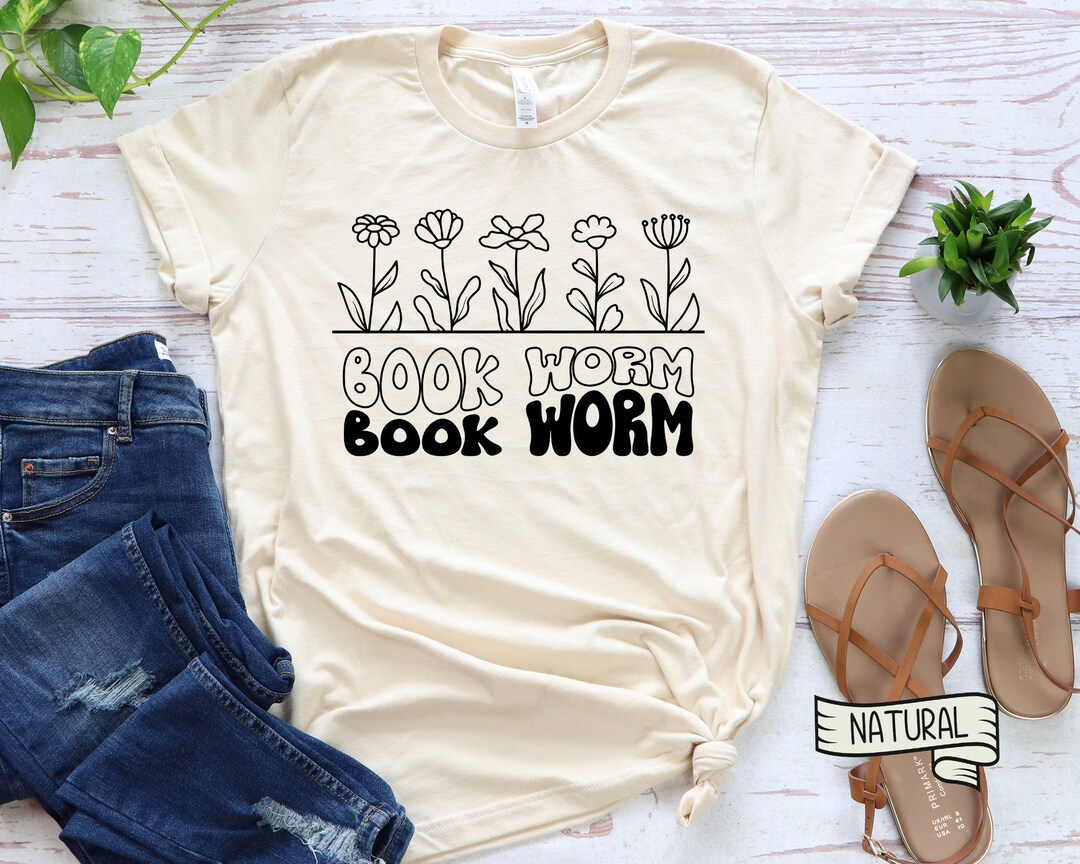 Retro Bookworm T-shirt, Floral Reader Gift - Etsy