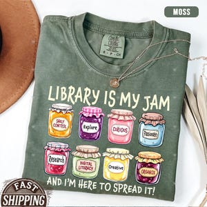 Library is My Jam Comfort Colors® Librarian Gift, Reading Teacher ...