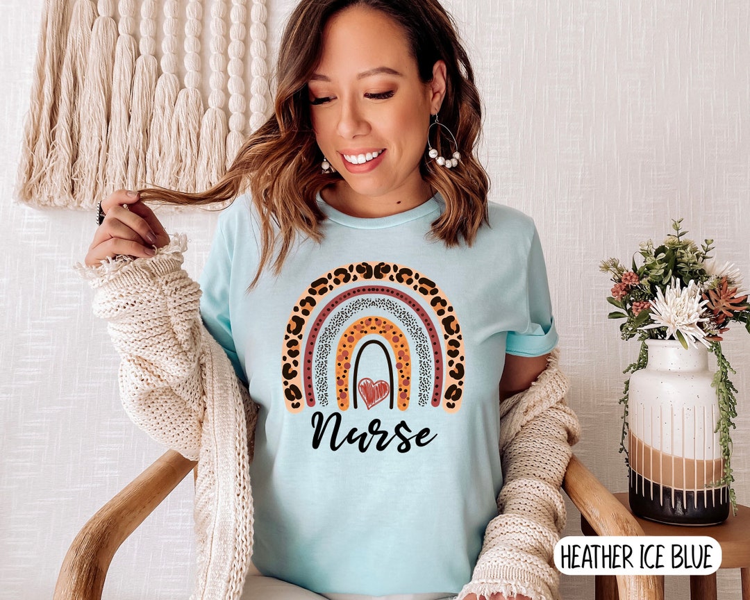 Rainbow NURSE Shirt Leopard Print Nurse Life,nursing School Tee ...