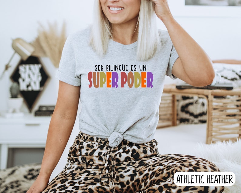 SPANISH Teacher Tee, ESL Teacher Shirt, Super Poder Camisa Ser Bilingue ...