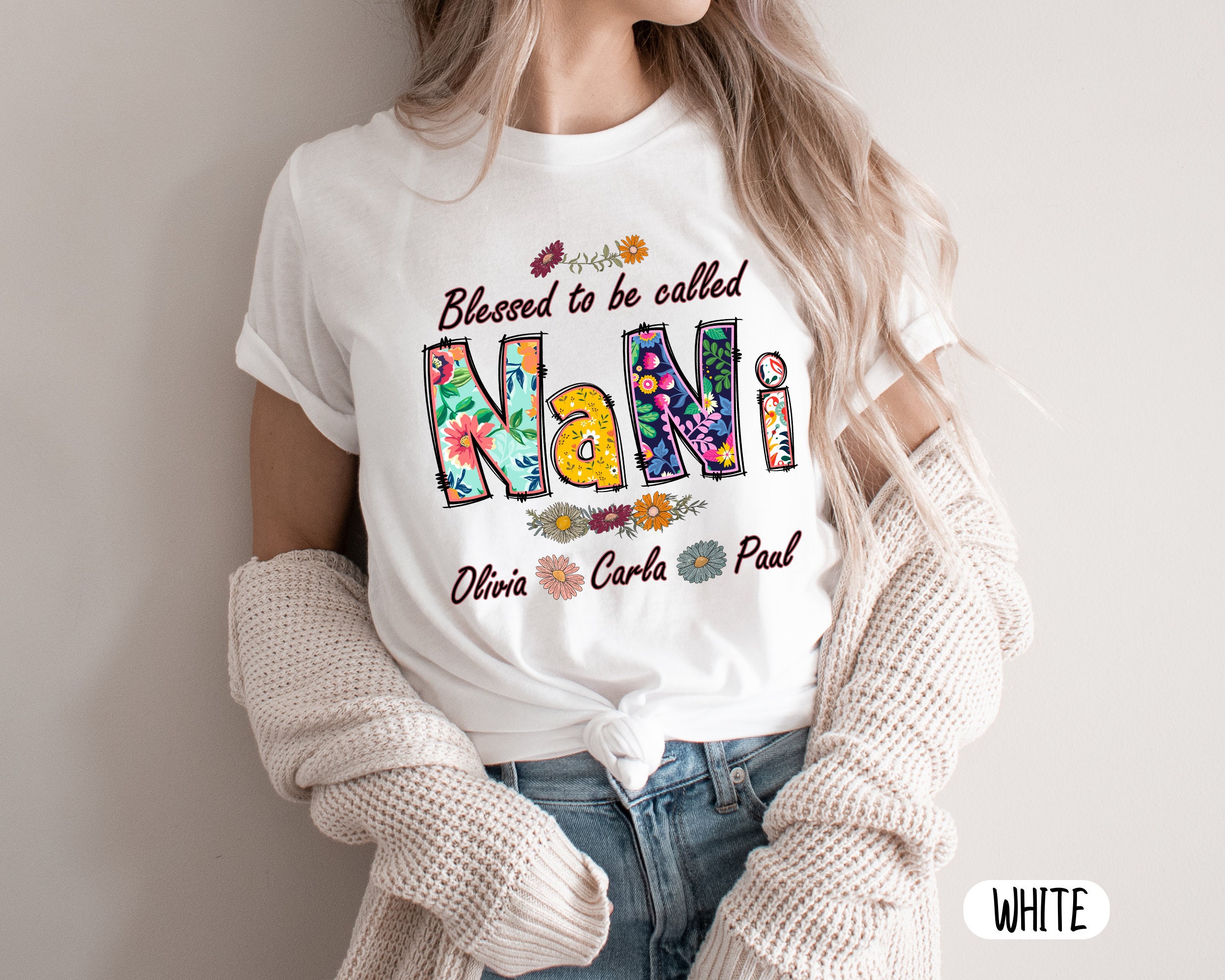 Personalized NANI Shirt, Custom Blessed to Be Called NANI Kids Flower ...