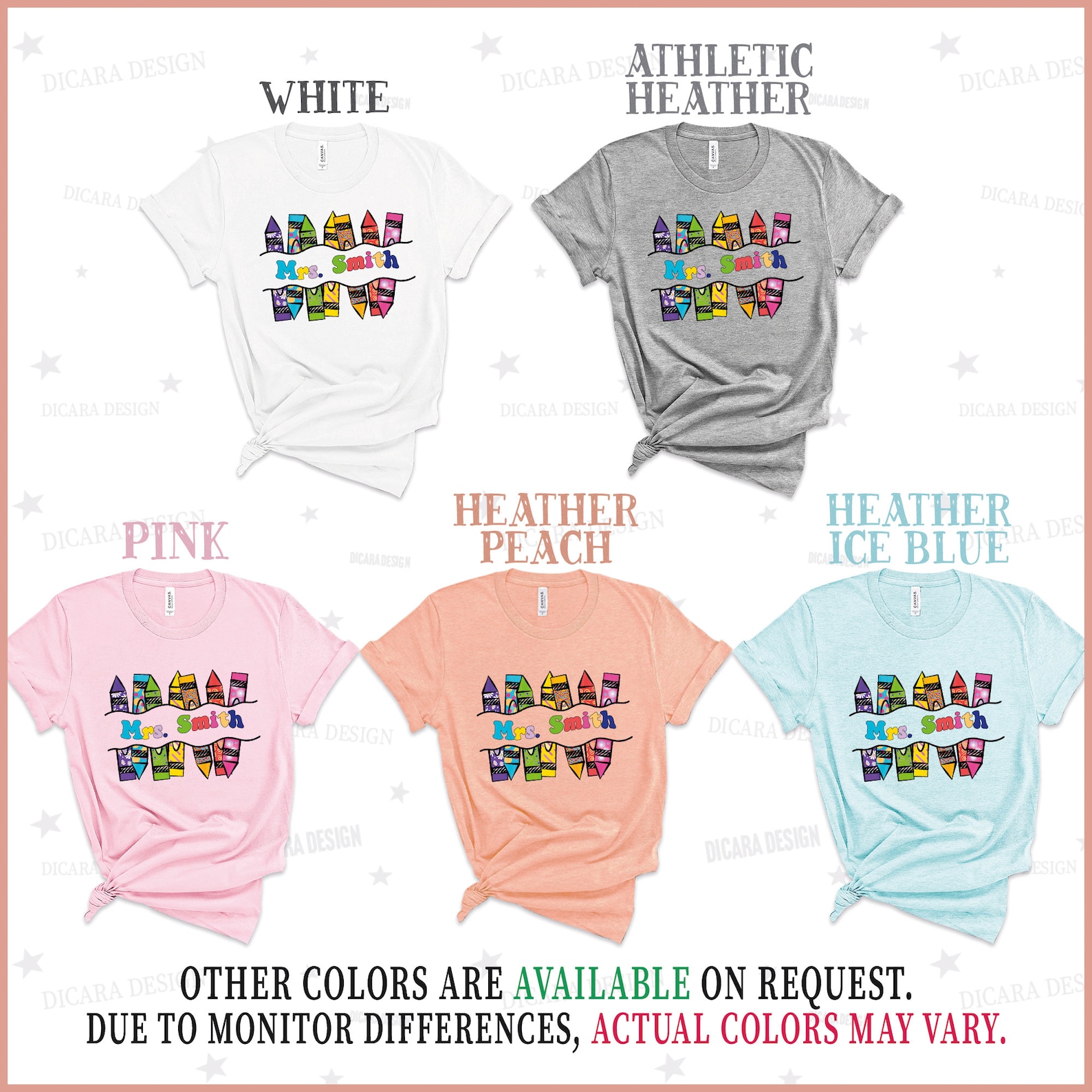 Camiseta personalizada para profesores con diseño de crayones, camiseta ...