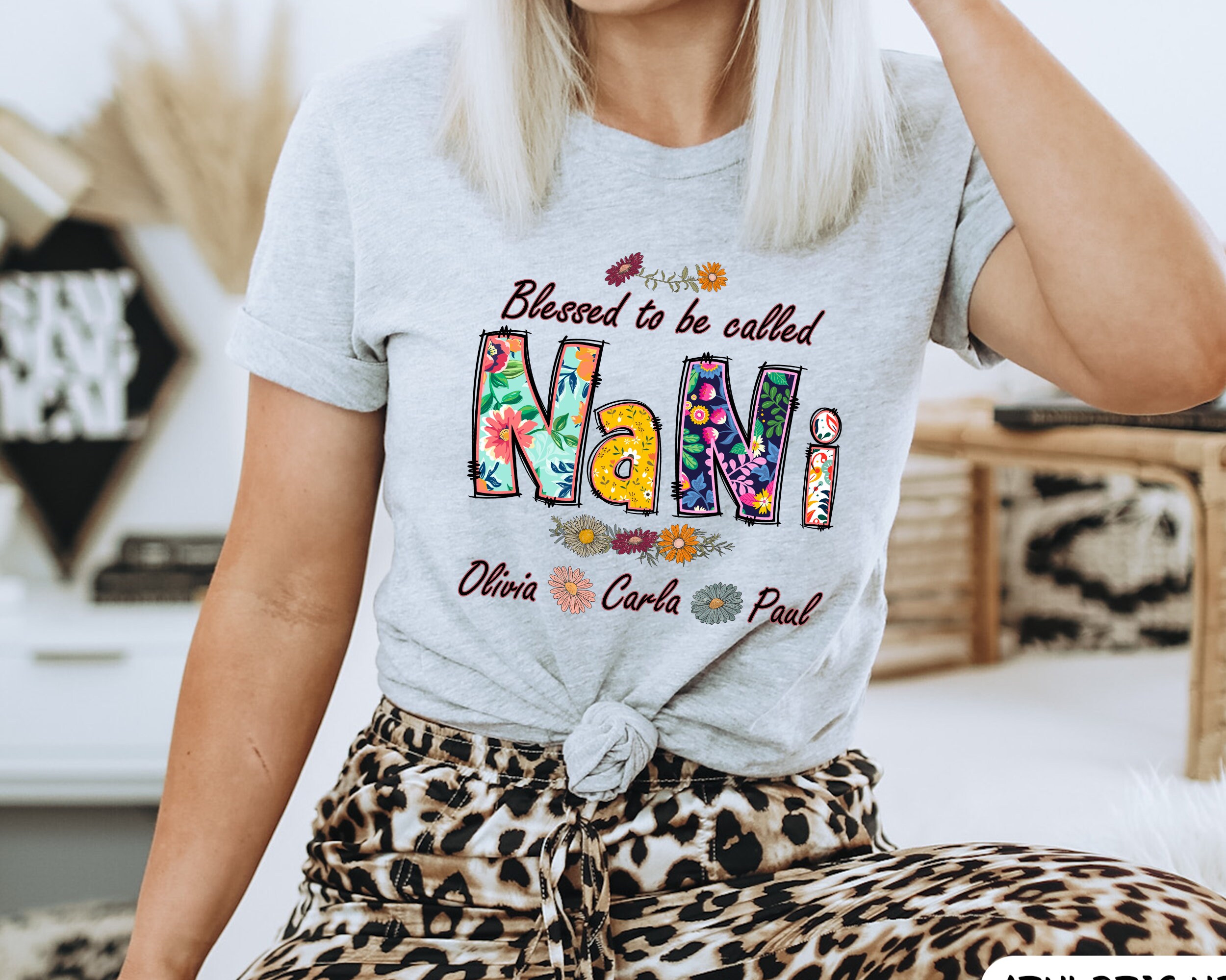 Personalized NANI Shirt, Custom Blessed to Be Called NANI Kids Flower ...
