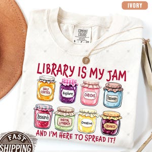 Library is My Jam Comfort Colors® Librarian Gift, Reading Teacher ...