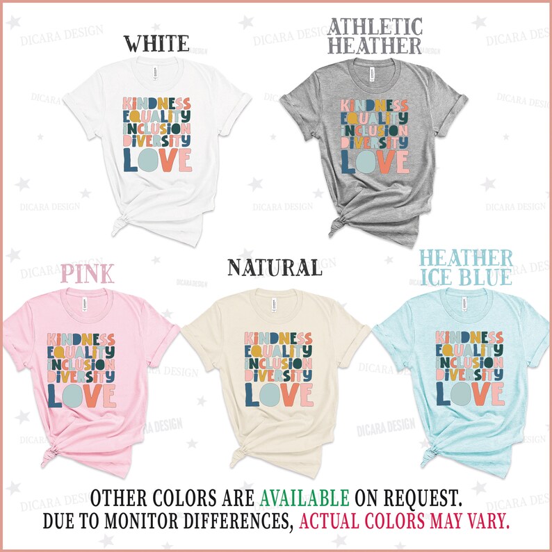Kindness Equality Inclusion Diversity Love T-shirt, Teacher Gift - Etsy