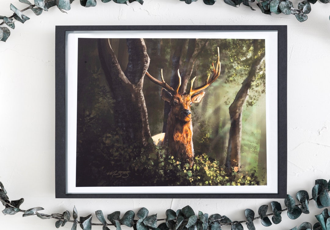Elk Wall Art | Elk Art Print | Digital Painting | Wildlife Art | Giclee ...
