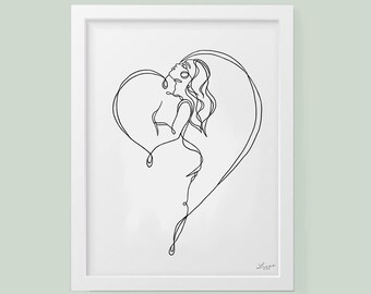 Love Yourself Line Drawing - Etsy
