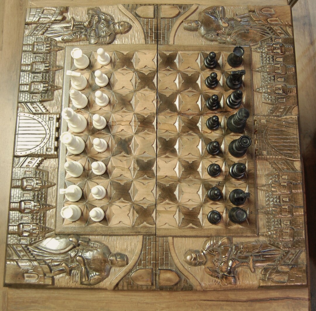 Knight Tabletop Chess Board and Pieces - Etsy