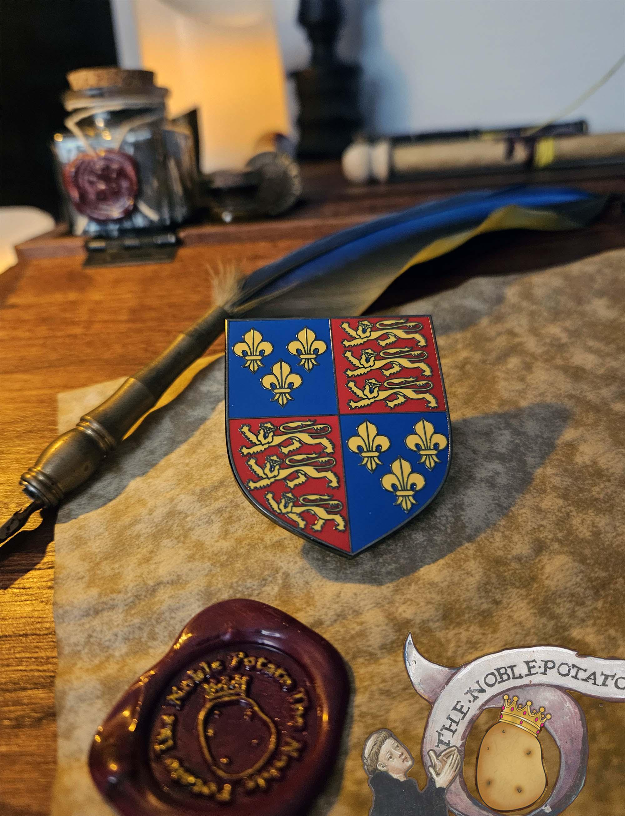 Royal Arms of England Enamel Pin | Tudor Medieval Heraldry Pin | Three ...