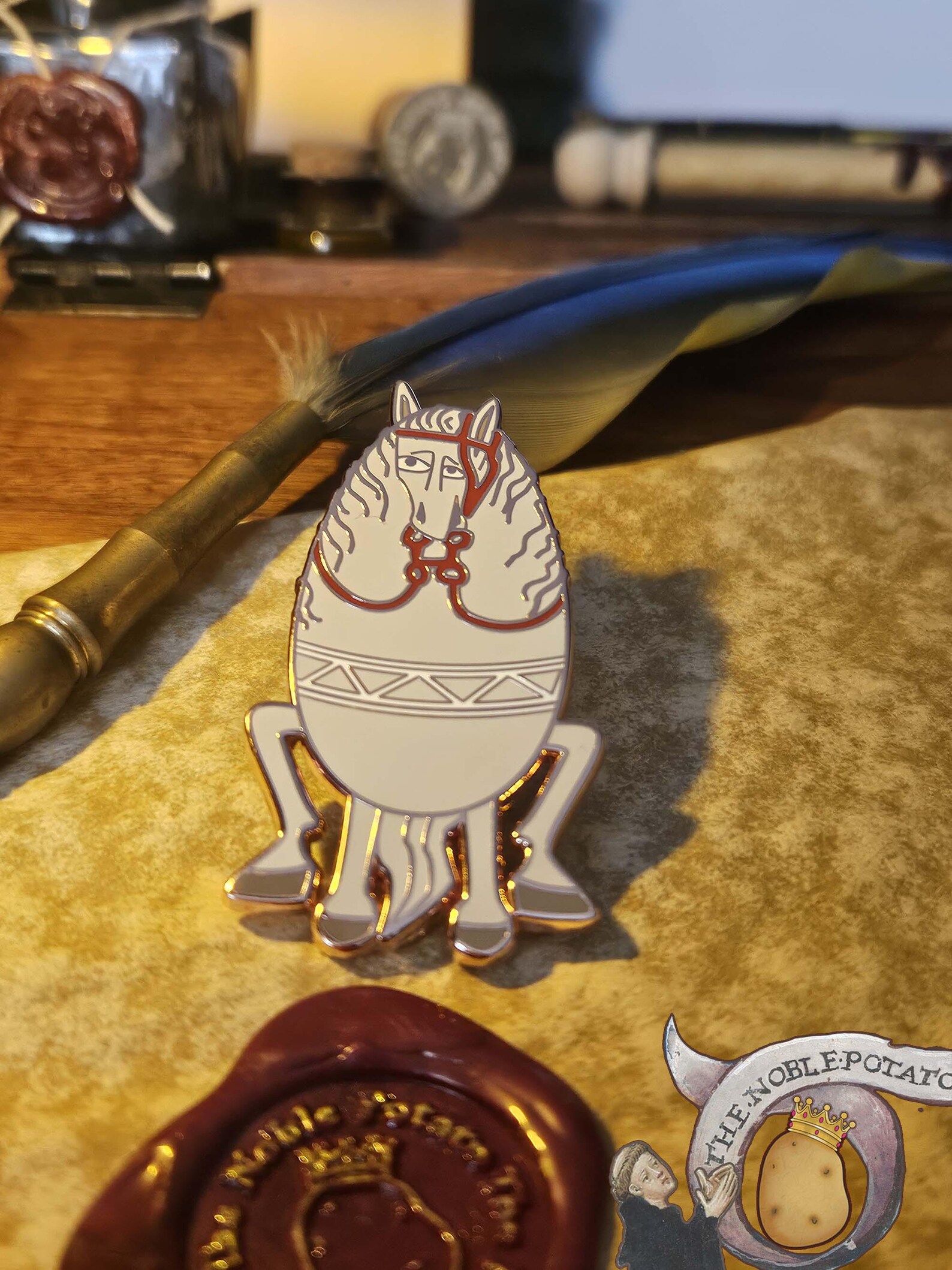 Medieval Egg Horse Enamel Pin | Funny Medieval Meme Pin | Illuminated ...