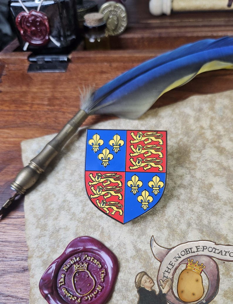 Royal Arms of England Enamel Pin | Tudor Medieval Heraldry Pin | Three ...