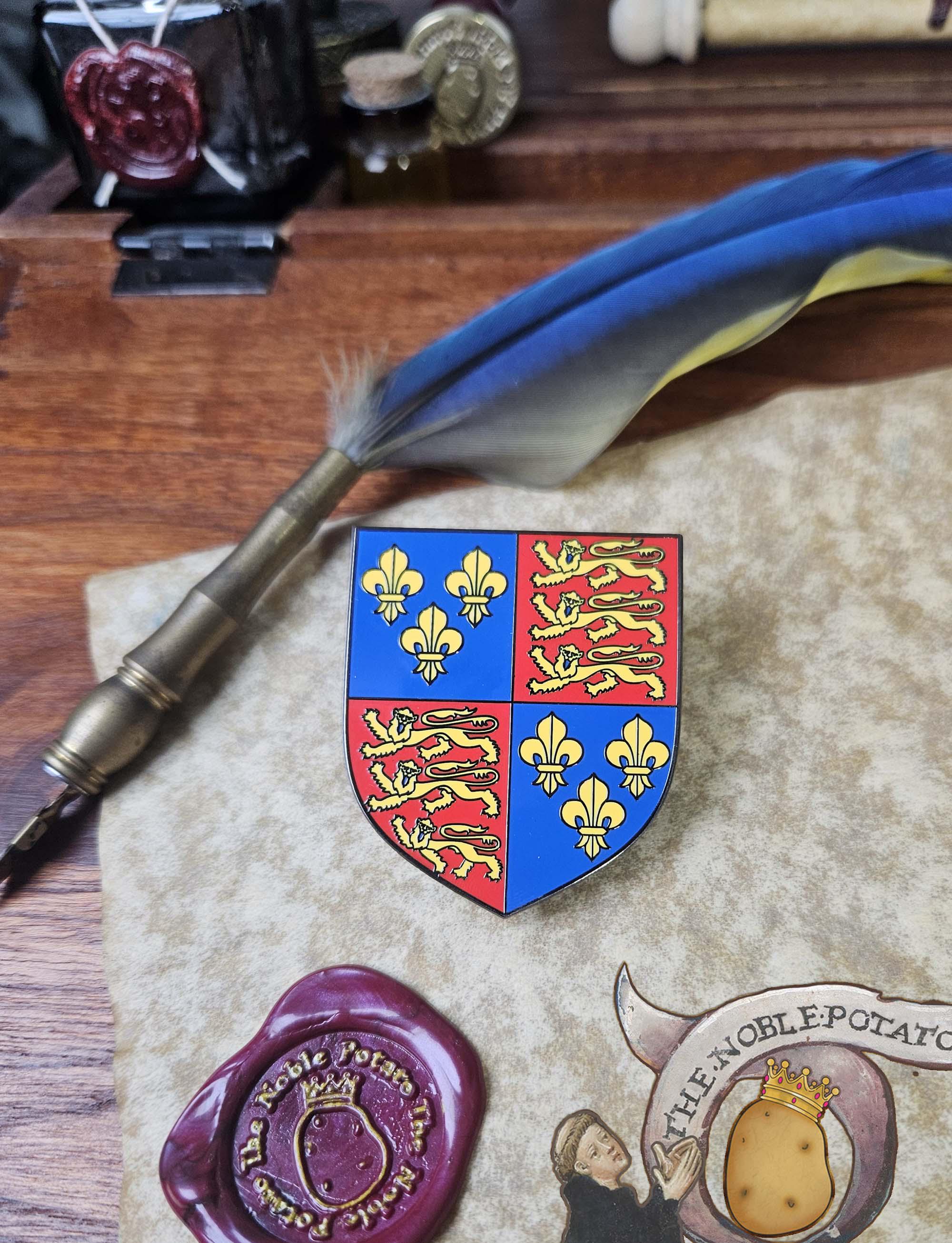 Royal Arms of England Enamel Pin | Tudor Medieval Heraldry Pin | Three ...