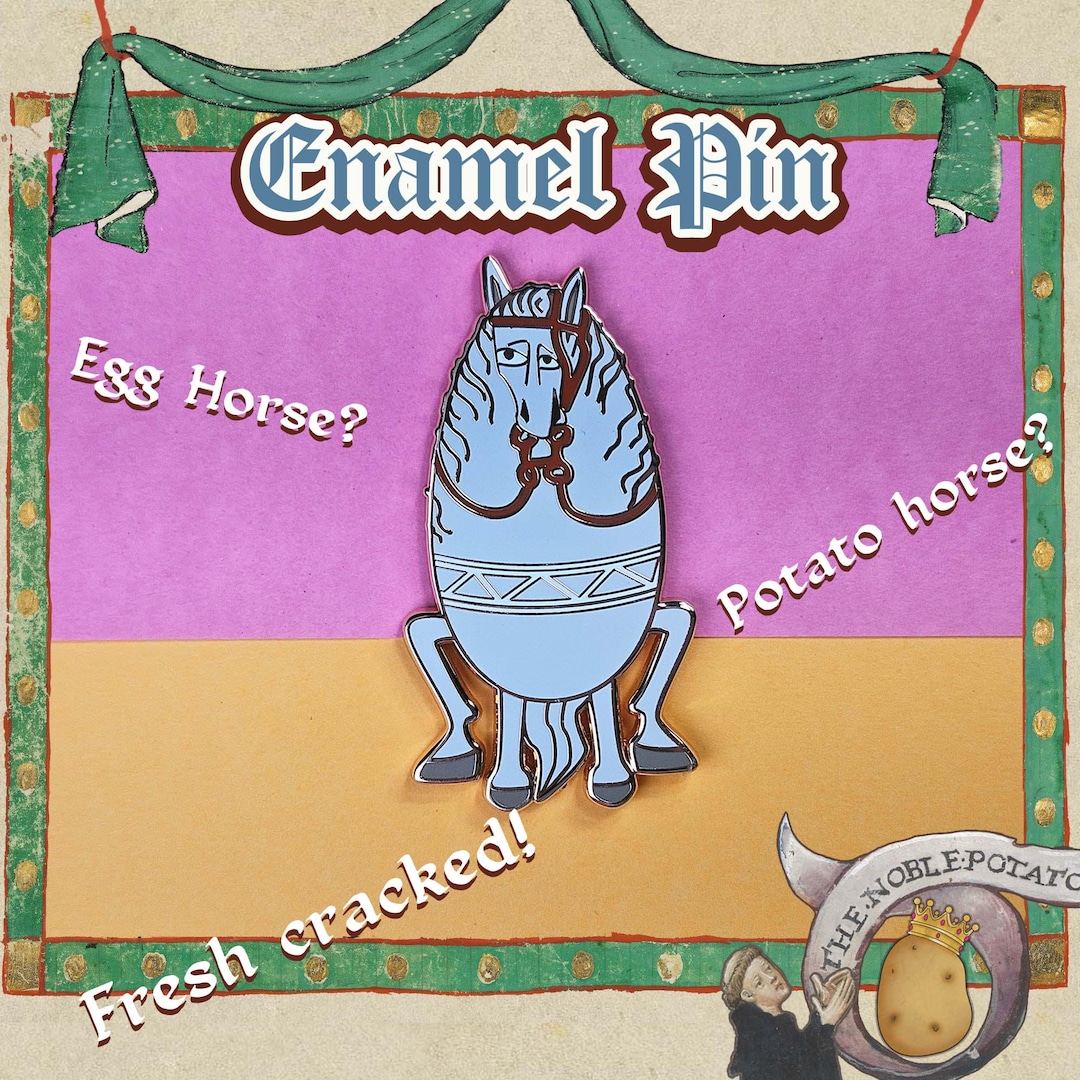 Medieval Egg Horse Enamel Pin | Funny Medieval Meme Pin | Illuminated ...