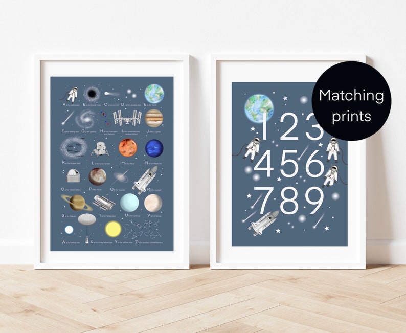 Rocket and Astronaut Prints Outer Space Posters Kids | Etsy