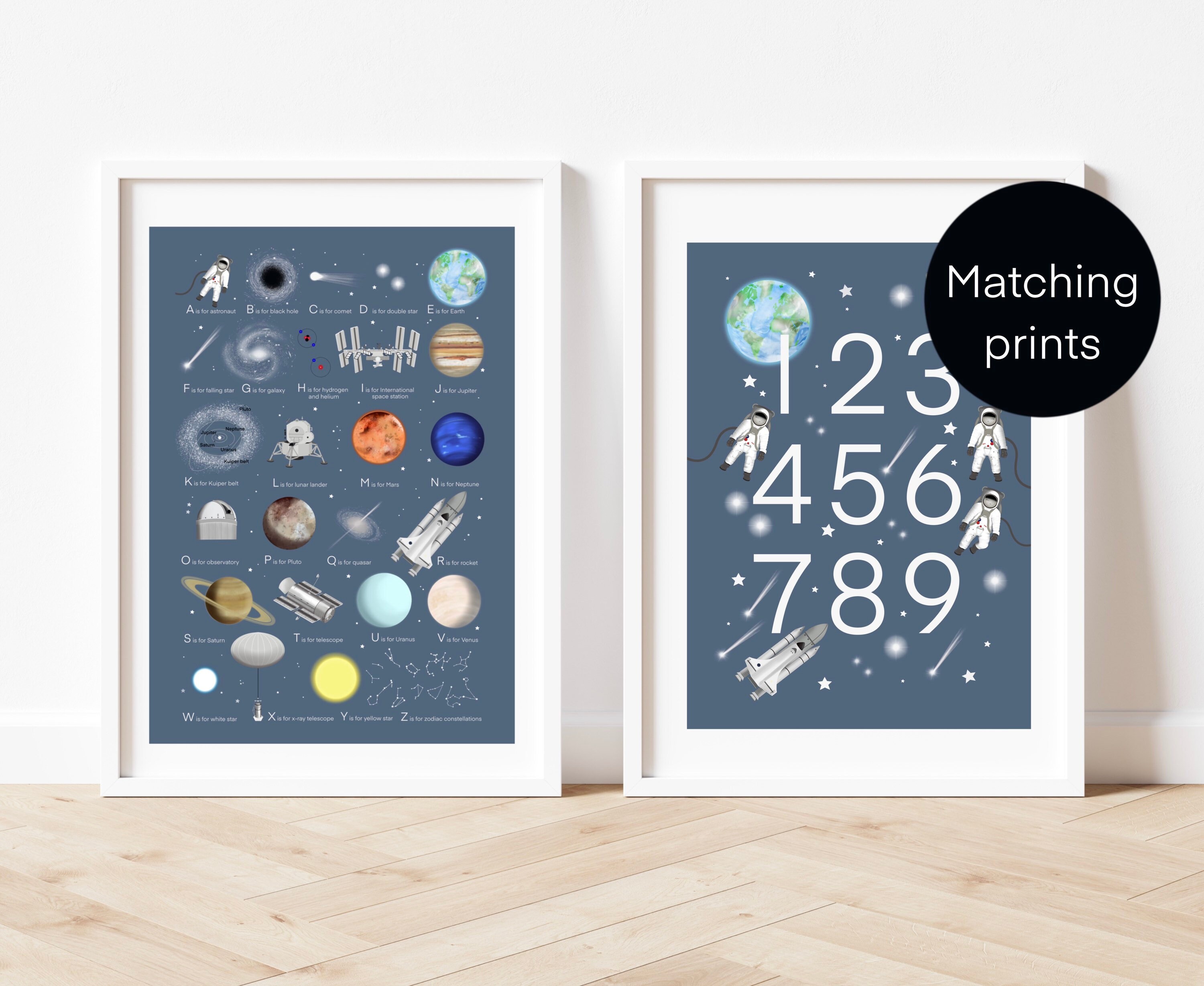 Rocket and Astronaut Prints Outer Space Posters, Kids Playroom Wall Art ...