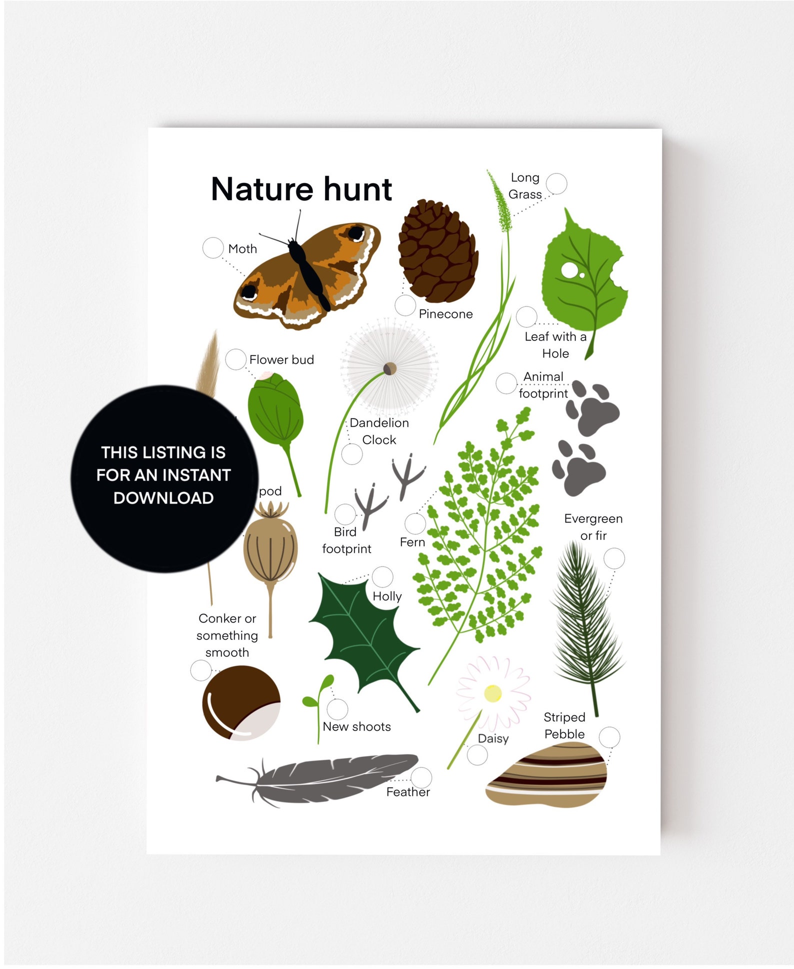Woodland Treasure Hunt Printable for Kids - Nature Scavenger Hunt Game ...