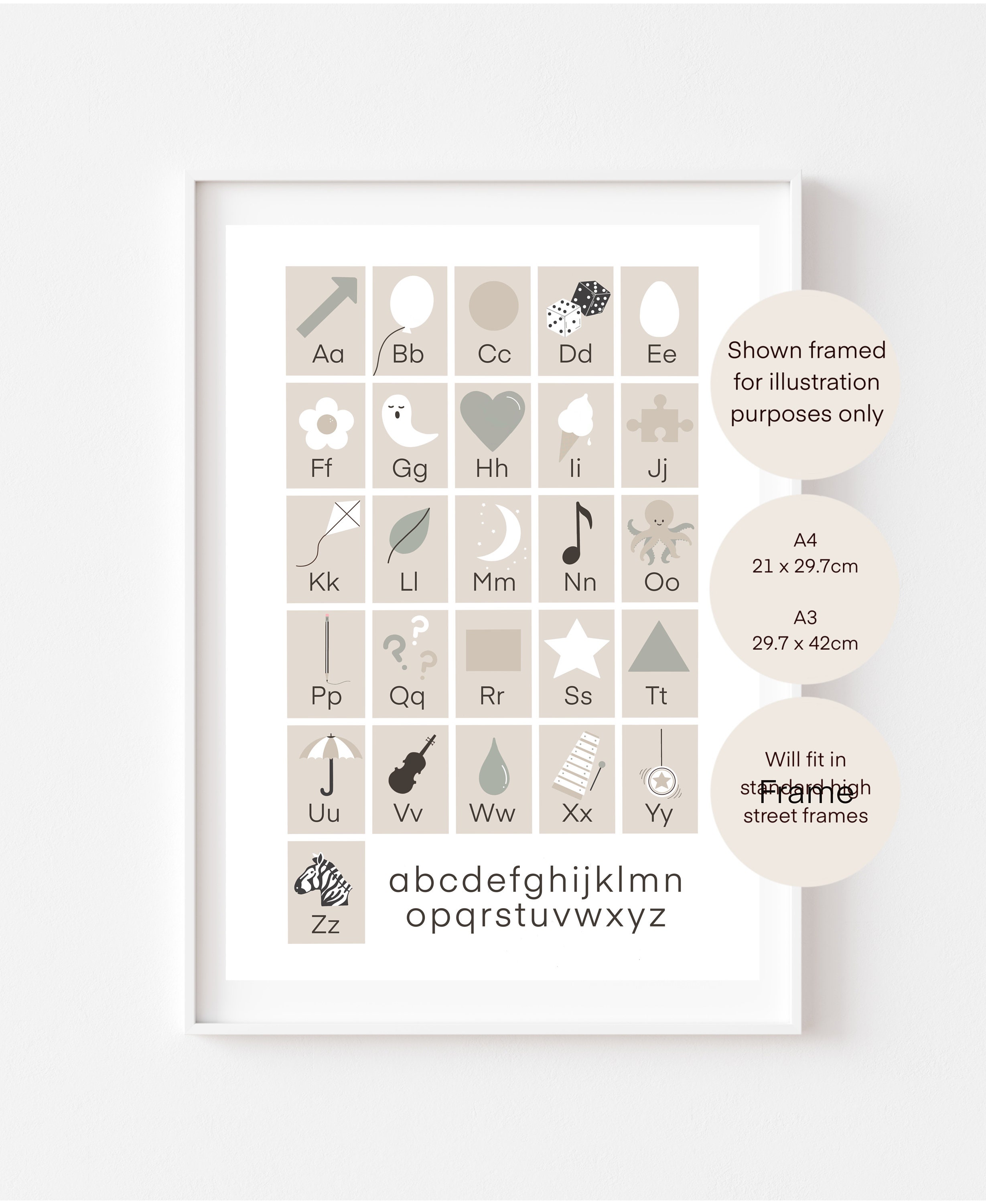 Neutral Alphabet Chart Modern Boho Nursery Wall Art, Digital Download ...
