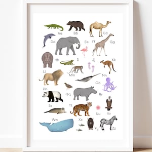 Animal Alphabet Print ABC Poster, Montessori Wall Prints, Kids Animal ...