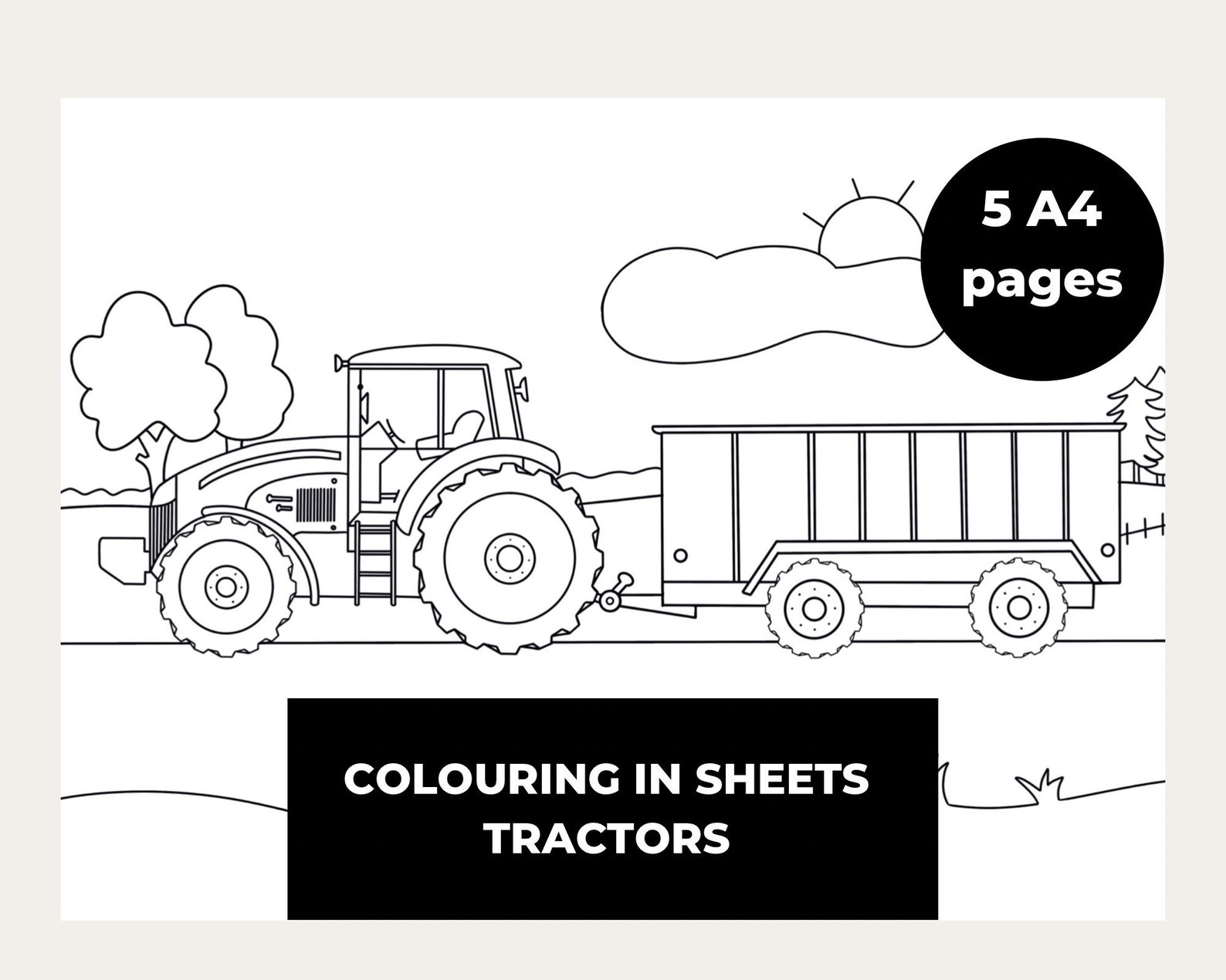 Farm Colouring in Sheets Tractor Colouring in Pages - Etsy Australia