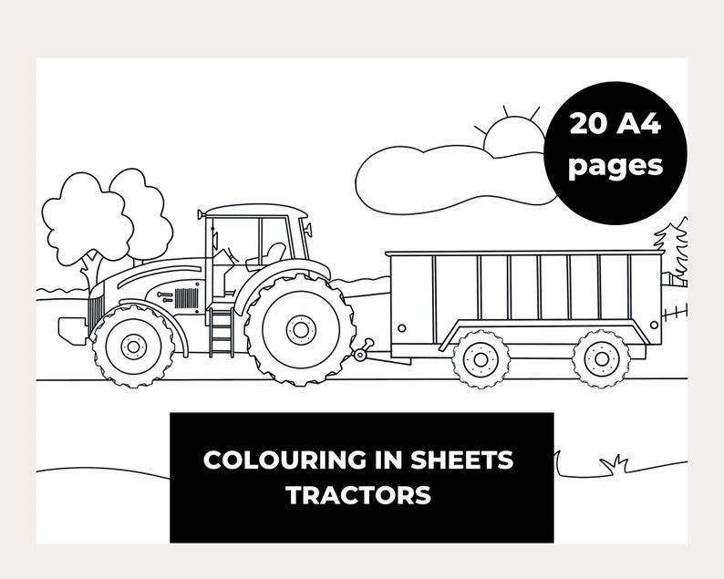 Farm Colouring in Sheets Tractor Colouring in Pages - Etsy Ireland