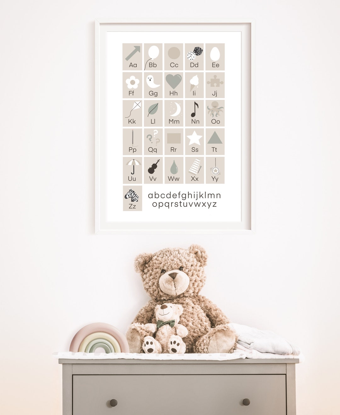 Neutral Alphabet Chart Modern Boho Nursery Wall Art, Digital Download ...