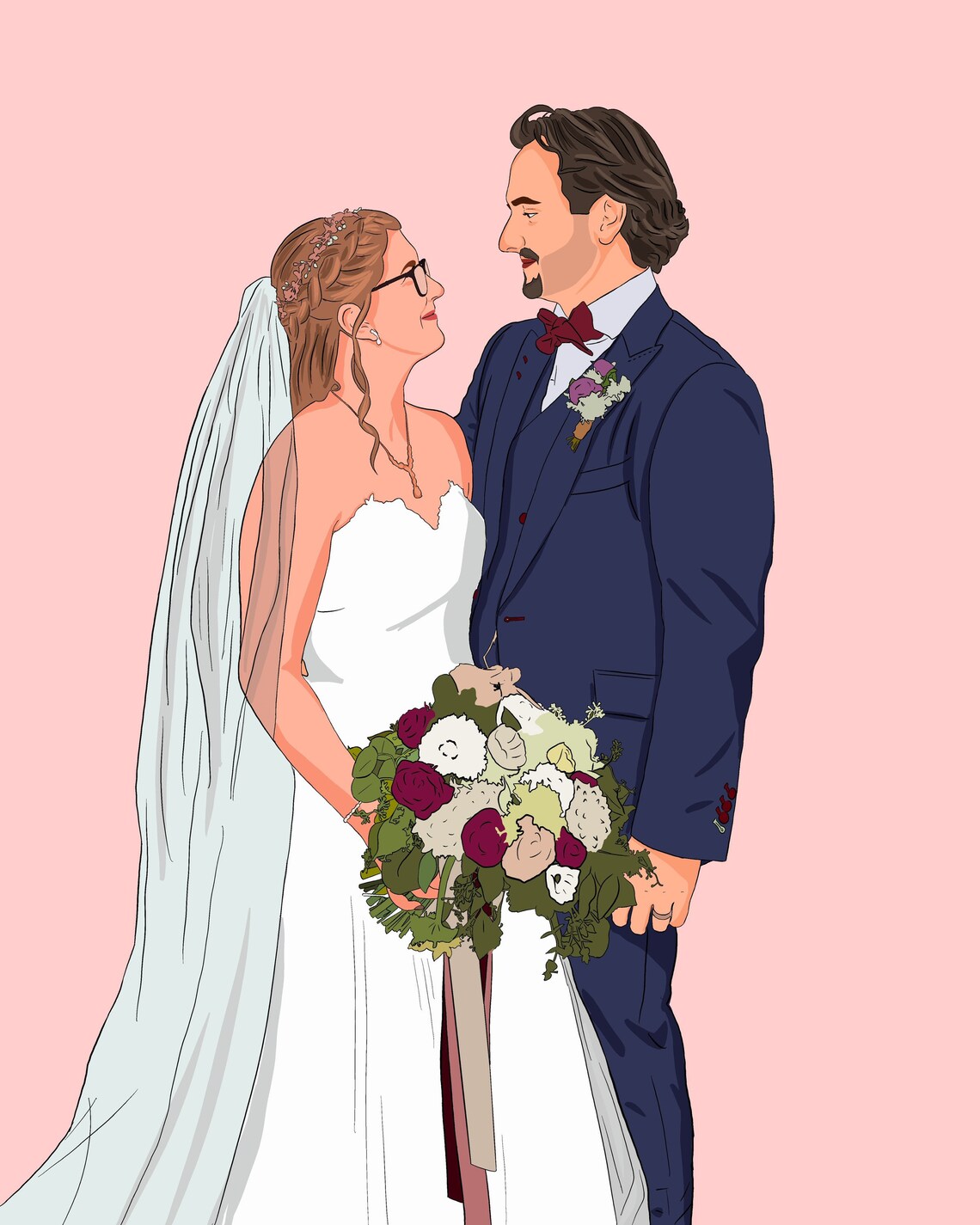 Custom digital cartoon portrait Custom digital portrait | Etsy