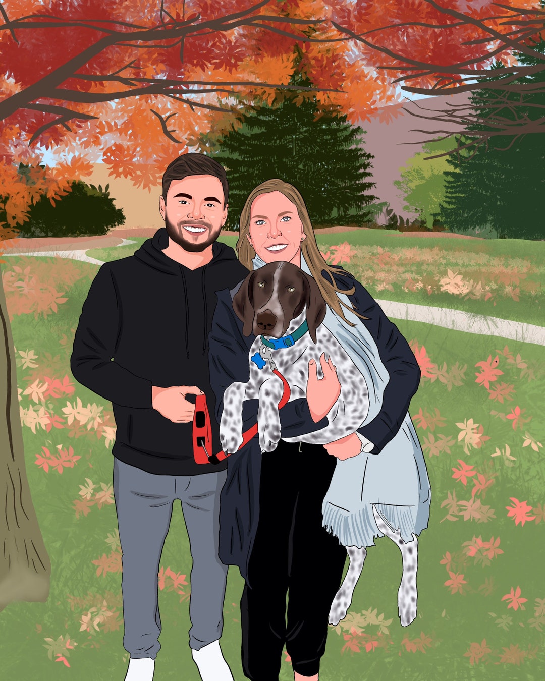 Custom Digital Cartoon Portrait From Photo, Cartoon Illustration With ...
