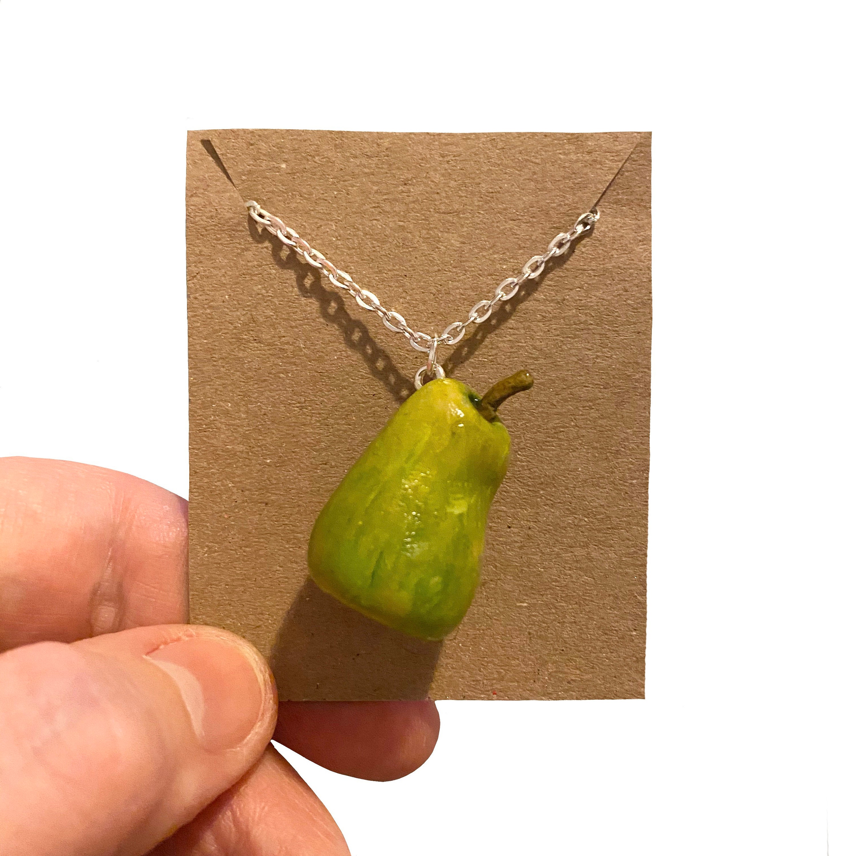 Pear Necklace Fruit Necklace Green Pear Necklace Weird | Etsy