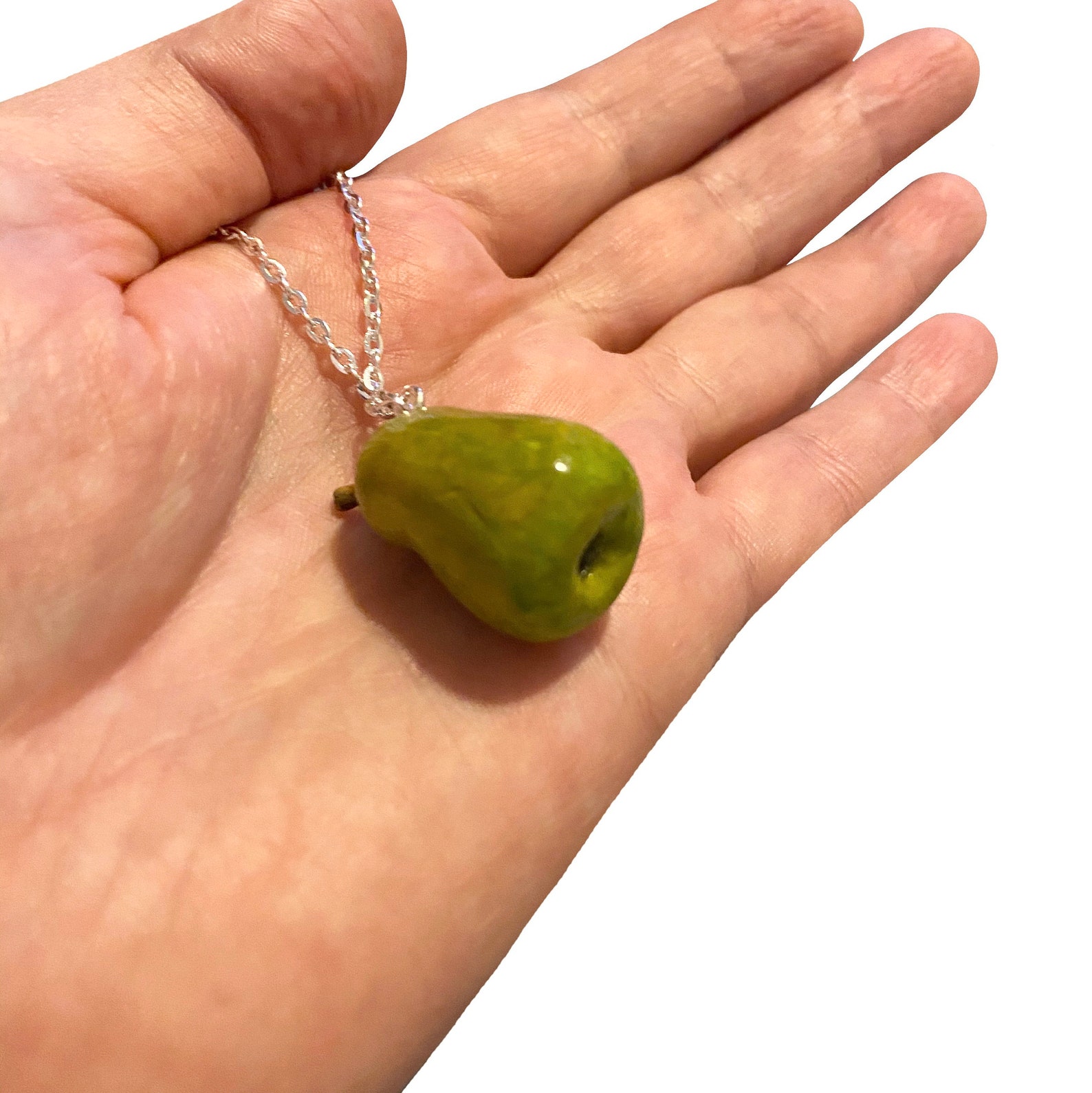 Pear Necklace Fruit Necklace Green Pear Necklace Weird | Etsy