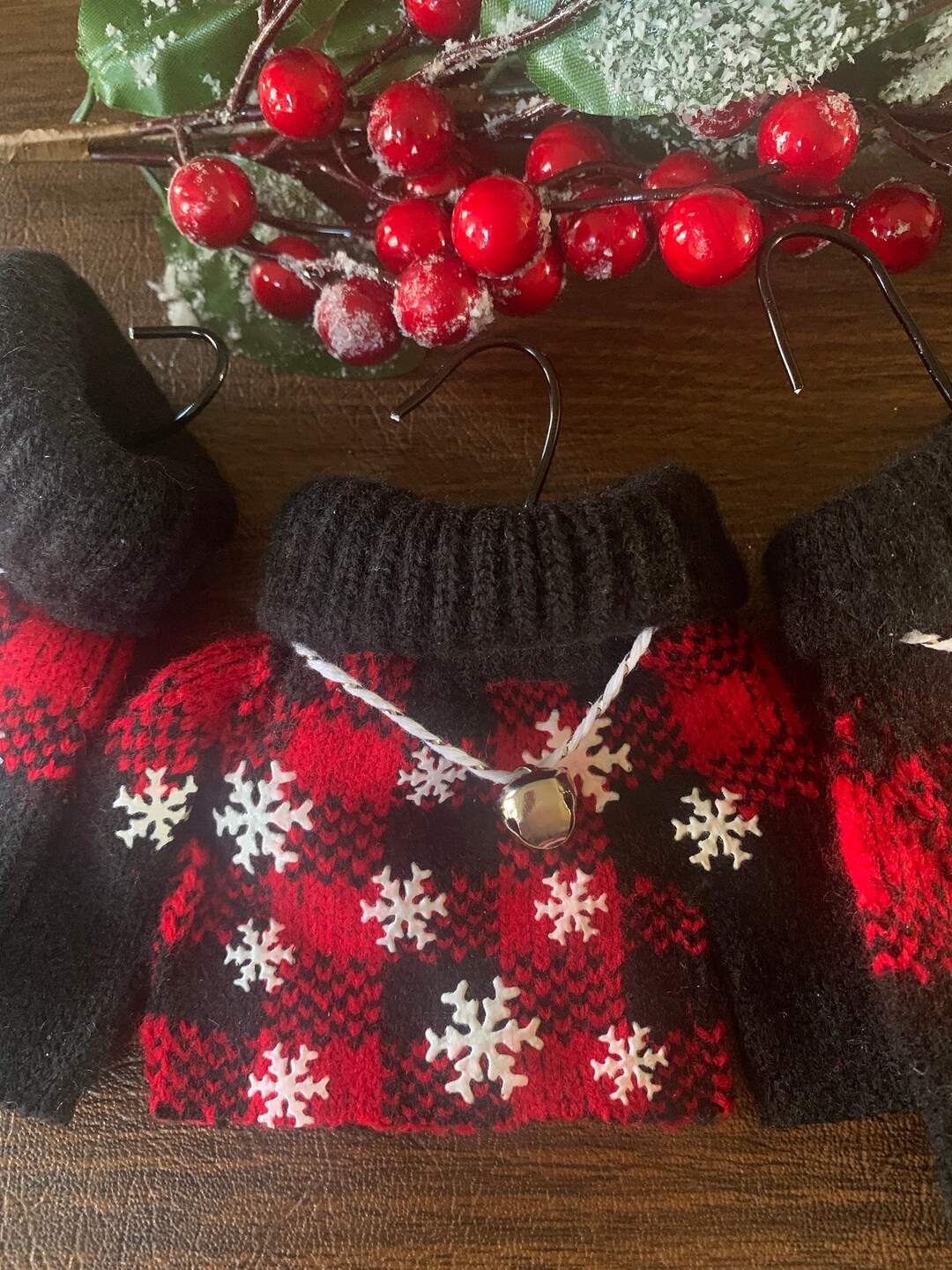 Red Plaid Suéter Ornamento/Vino Botella Suéter - Etsy España