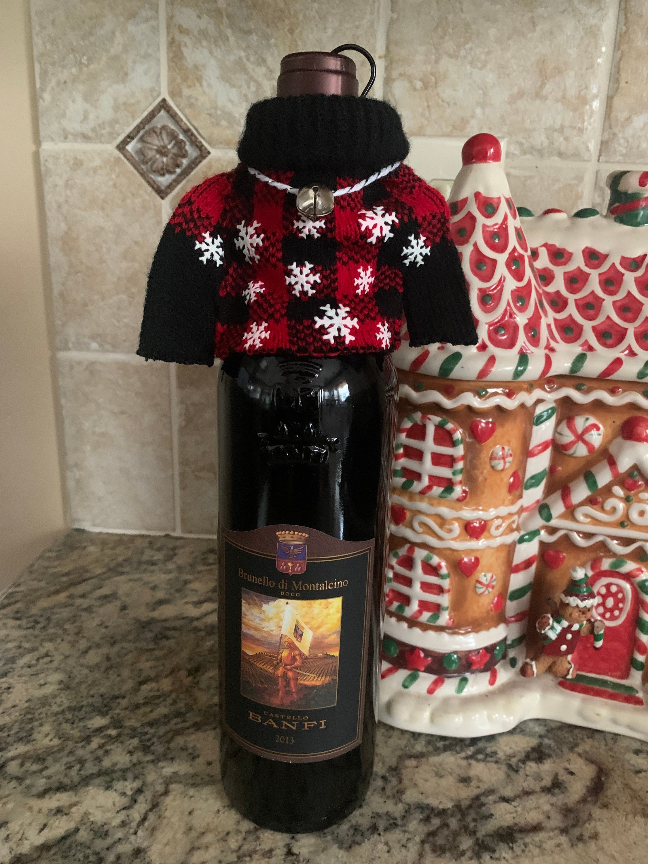 Red Plaid Suéter Ornamento/Vino Botella Suéter - Etsy España