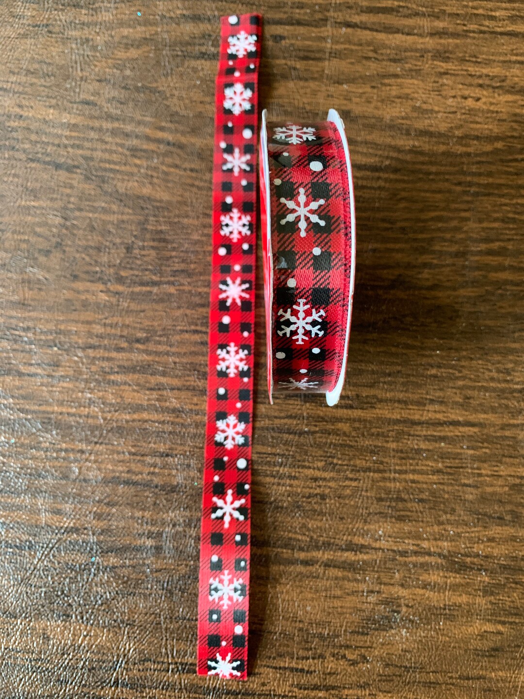 Red Plaid Snowflake Ribbon - Etsy.de