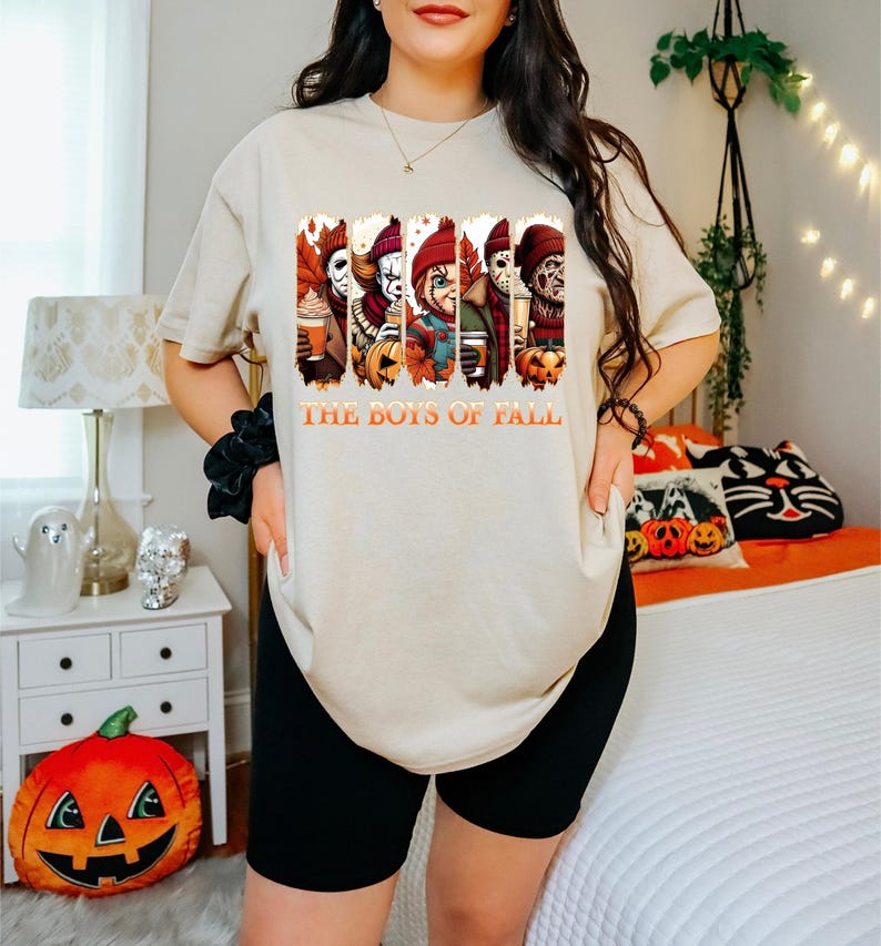 Fall Horror Movie Character Graphic Tee: the Boys of Fall | Pumpkin ...