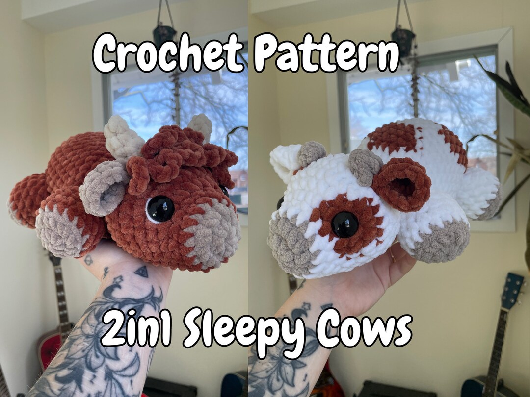 2in1 Sleepy Cows | PDF Crochet Amigurumi Pattern | Highland Cow ...