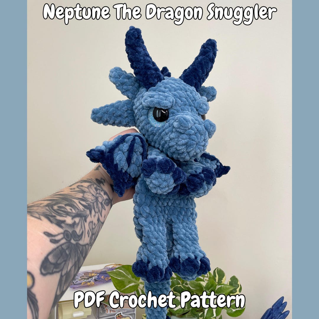 Neptune the Dragon Snuggler | PDF Crochet Amigurumi Pattern | Low Sew ...