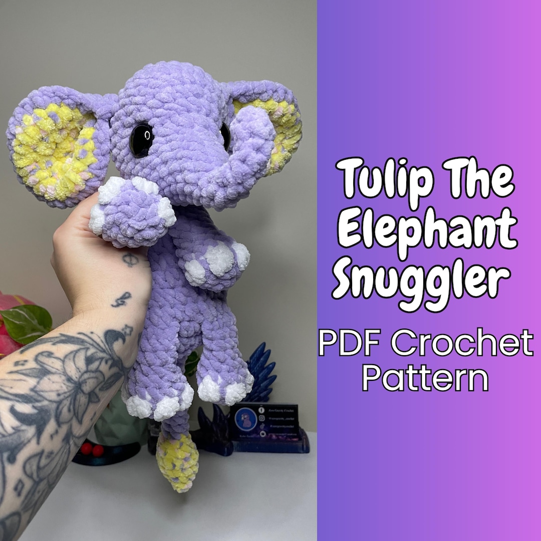 Tulip the Elephant Snuggler | PDF Crochet Amigurumi Pattern | Low Sew ...
