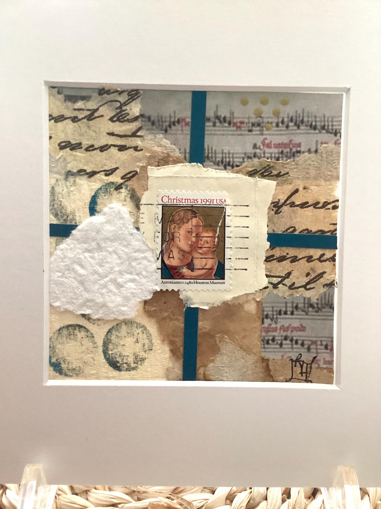 Vintage Stamp Collage With Handmade Paper - Etsy