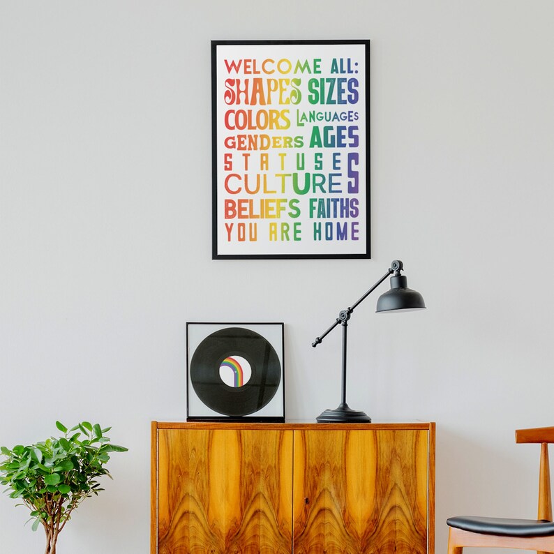 You Are Home Rainbow Pride Poster LGBTQ Home Decor Inclusive Welcome ...