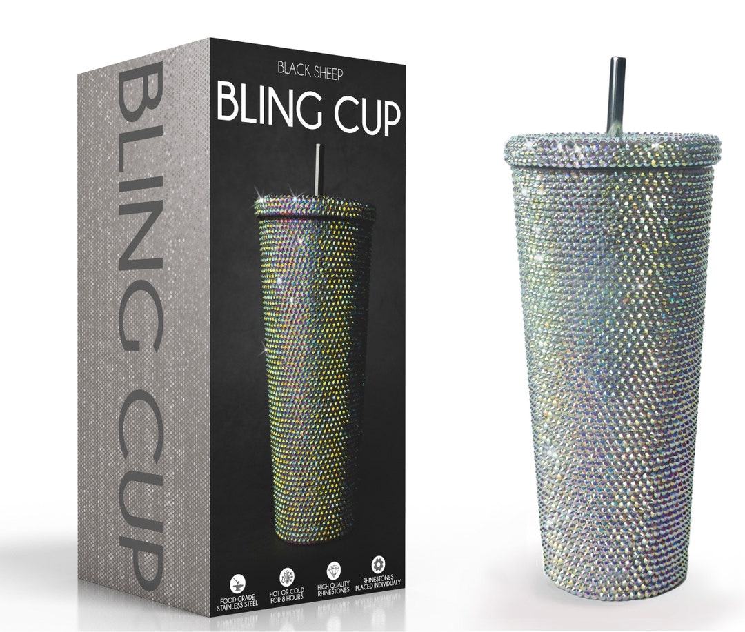 Bling Cup Stainless Steel Handmade With Silver Rhinestones Size Large ...