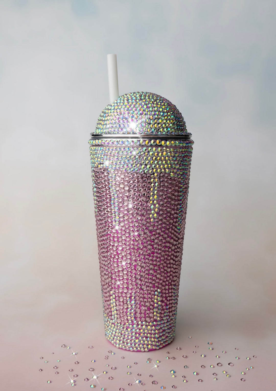 Bling Cup| Handmade 22oz Double Wall Plastic Tumbler With Lid and Straw ...