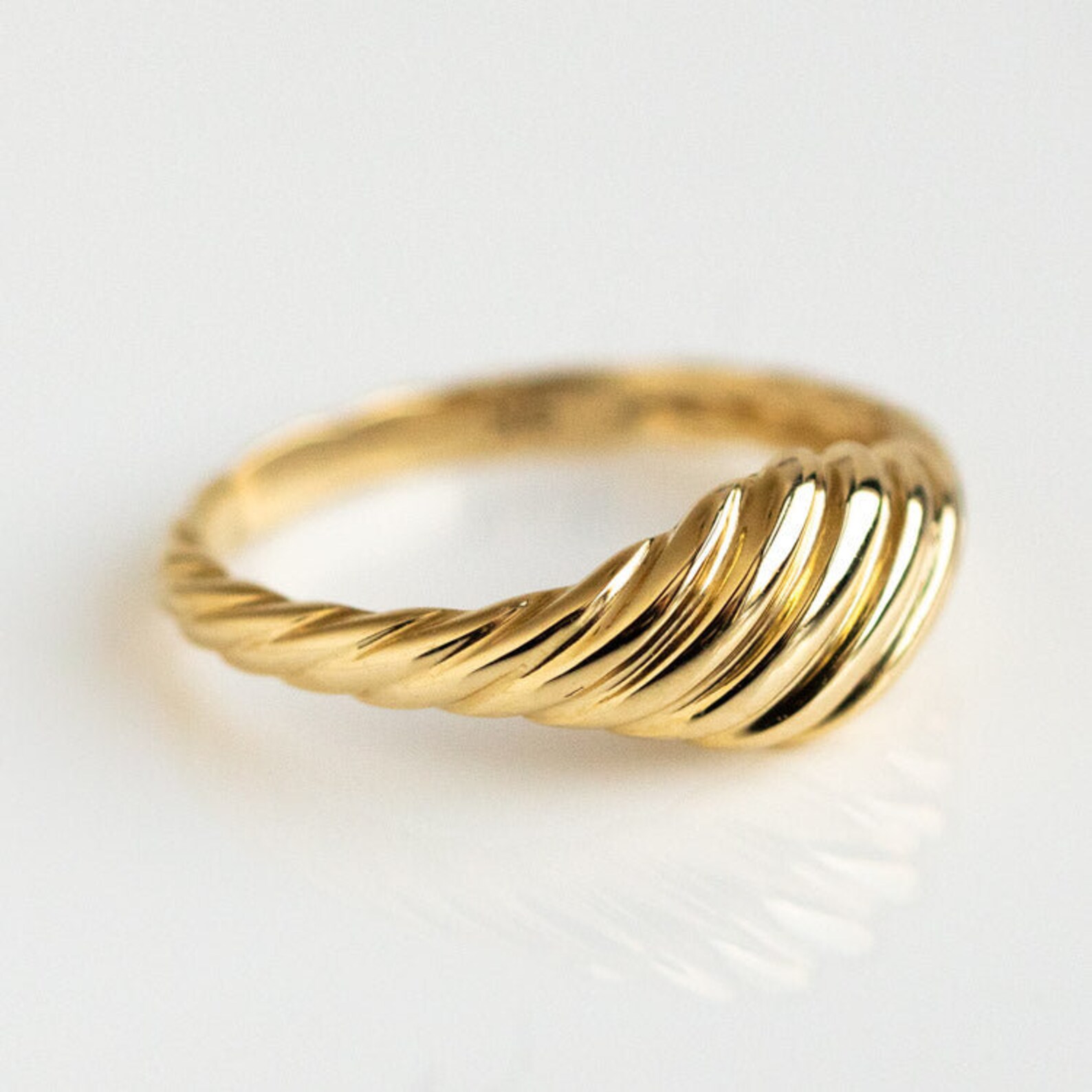 Solid 14k/9k Gold Twisted Signet Ring, Minimalist Gold Ring, Small/tiny ...